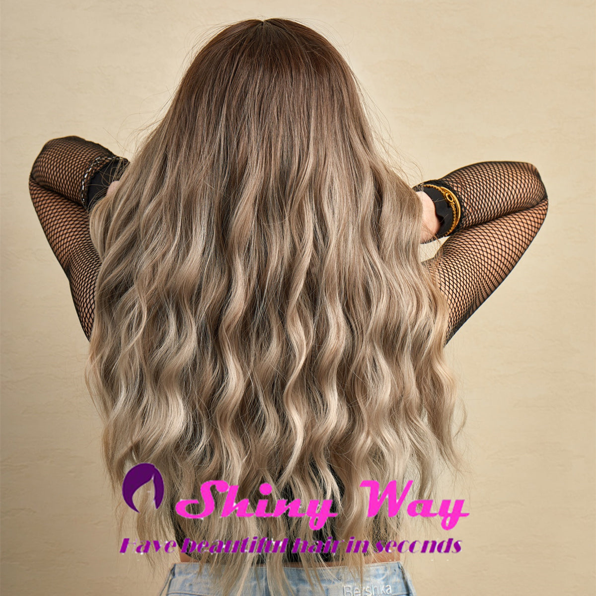 Ash blonde long curly wigs by Shiny Way Wigs Adelaide SA
