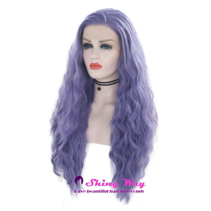 Natural Purple Long Curly Lace Front Wig - Shiny Way Wigs Adelaide