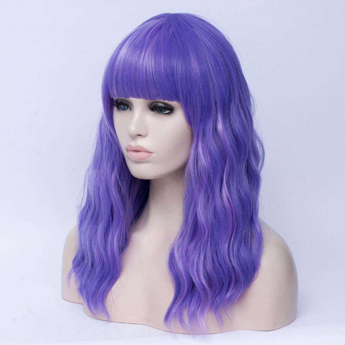 Fade purple long curly full fringe wig by Shiny Way Wigs Adelaide SA