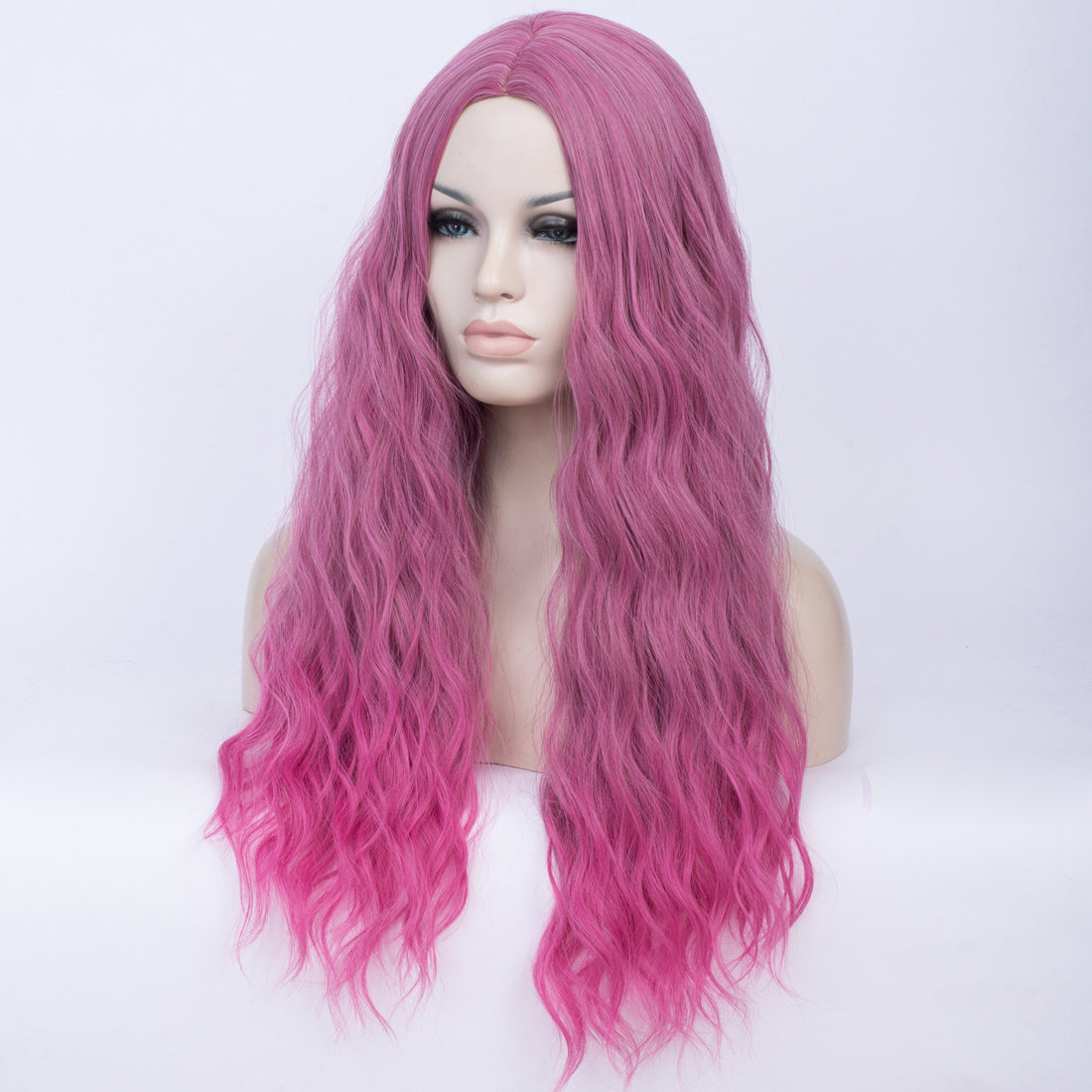 Natural fade pink long curly wig by Shiny Way Wigs Melbourne VIC