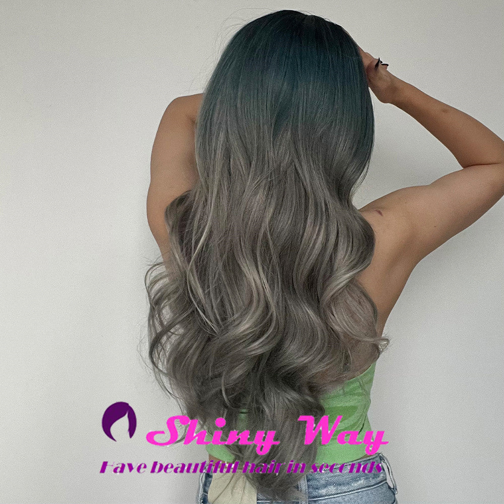 Ash grey long curly wigs by Shiny Way Wigs Adelaide SA