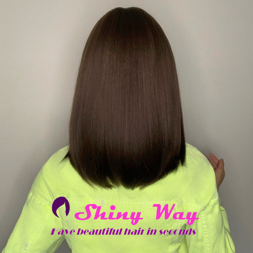 Dark brown short bob wigs by Shiny Way Wigs Brisbane QLD